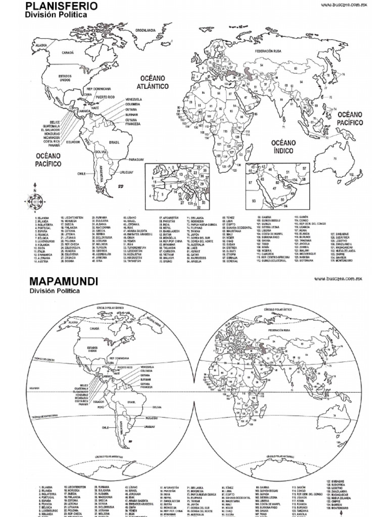 Mapas Planisferio Con Division Con Nombres - 001 | PDF