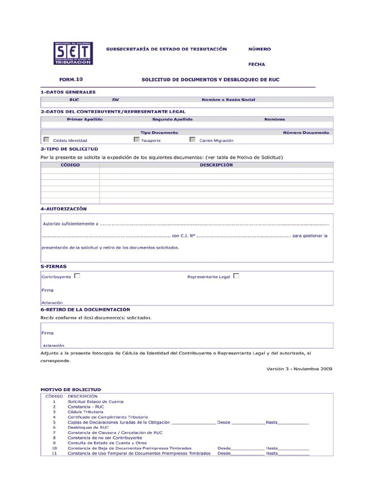 Formulario Nro 10 | PDF