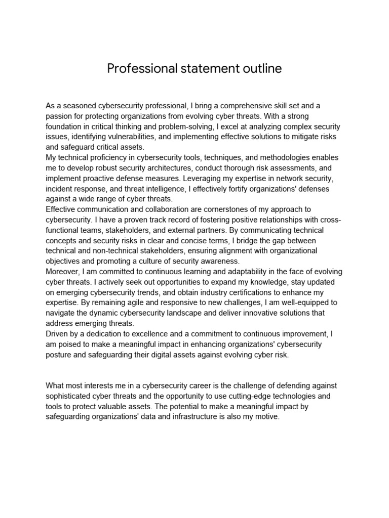 Professional statement outline | PDF