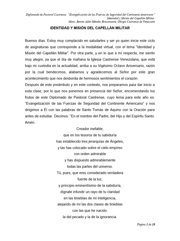 Identidad y Mision Del Capellan Militar | PDF | Iglesia Católica ...