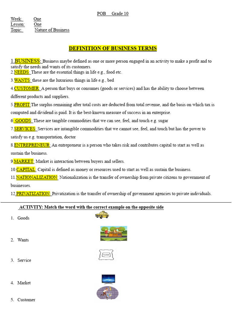 Grade 10 Principles of Business - 2021 - Term 2 | PDF