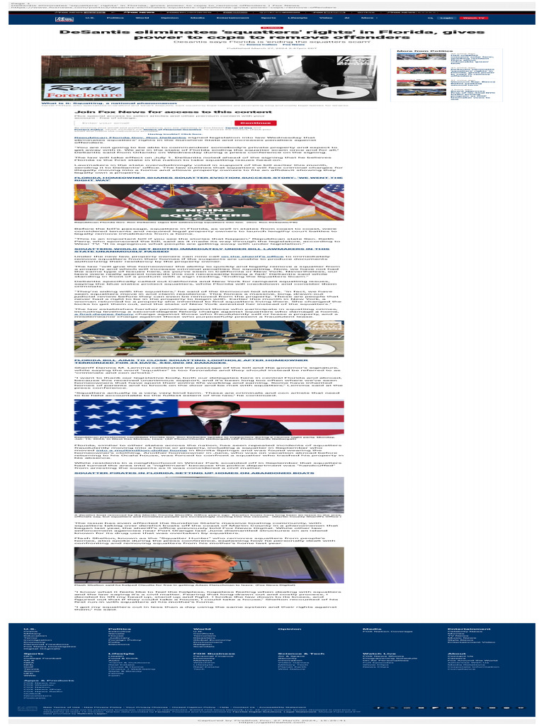 DeSantis Eliminates 'Squatters' Rights' in Florida, Gives Power To Cops ...