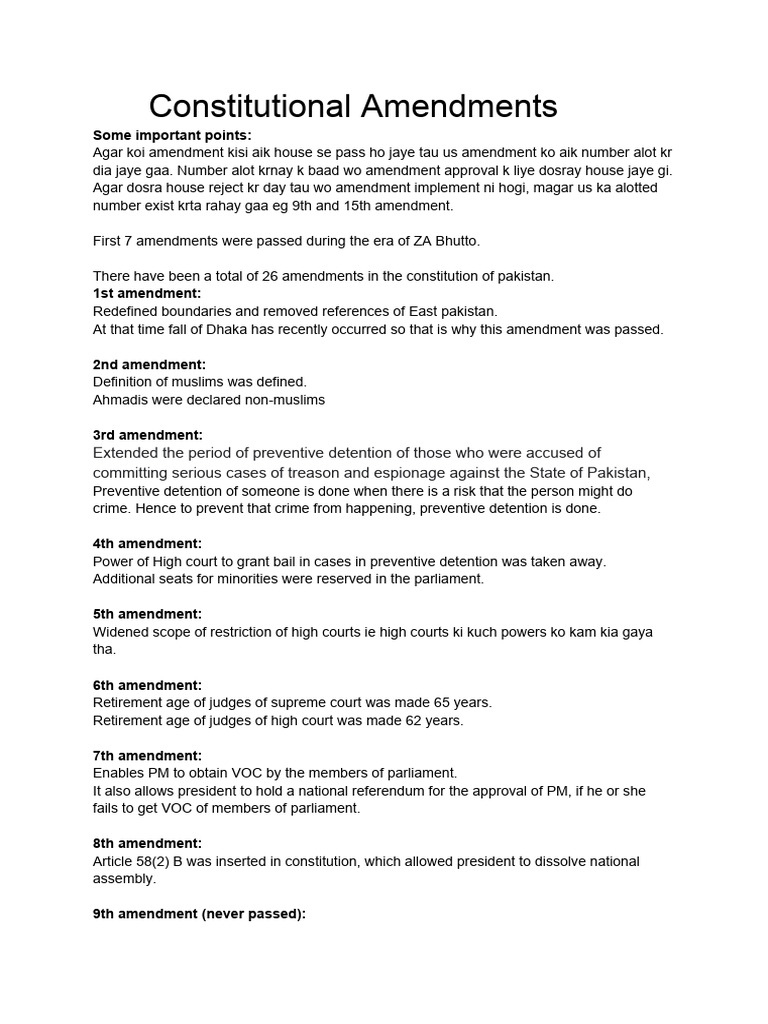 Overview of Pakistan's Constitutional Amendments | PDF | Government ...