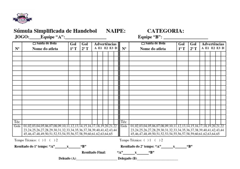 Sumula - Handebol | PDF