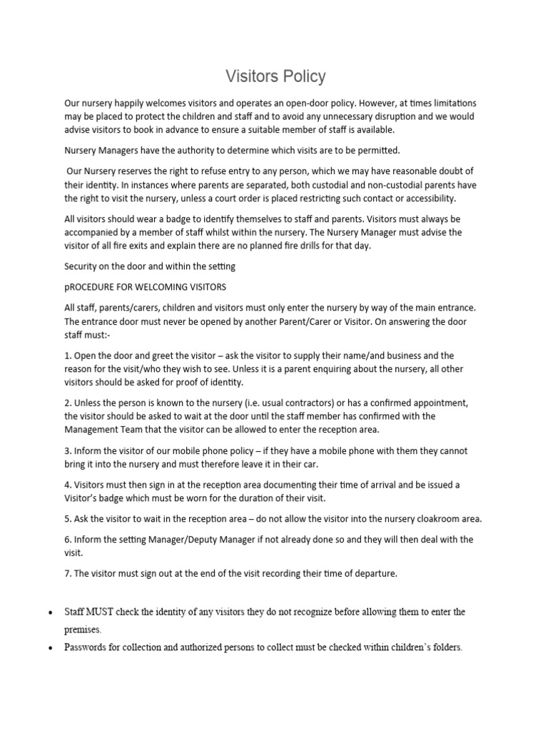Visitors Policy | Download Free PDF | Justice | Crime & Violence