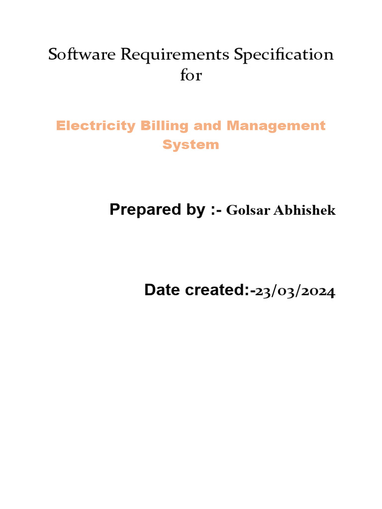 Electricity Billing System SRS Document | PDF | User (Computing) | Parameter (Computer Programming)