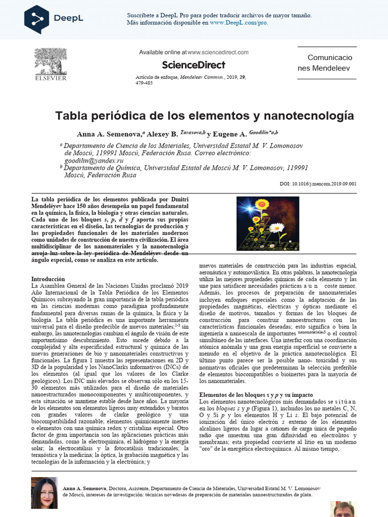 Periodic table of elements and nanotechnology es | PDF | Nanomateriales ...