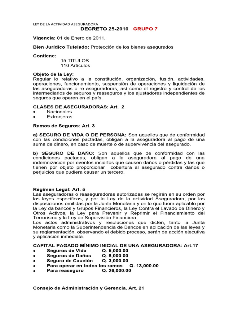 LEY DE ACTIVIDAD ASEGURADORA. (Autoguardado) | PDF | Seguro | Reaseguro