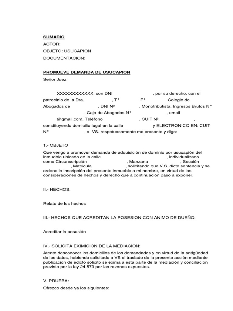 Promueve Demanda de Usucapion | PDF | Justicia | Crimen y violencia