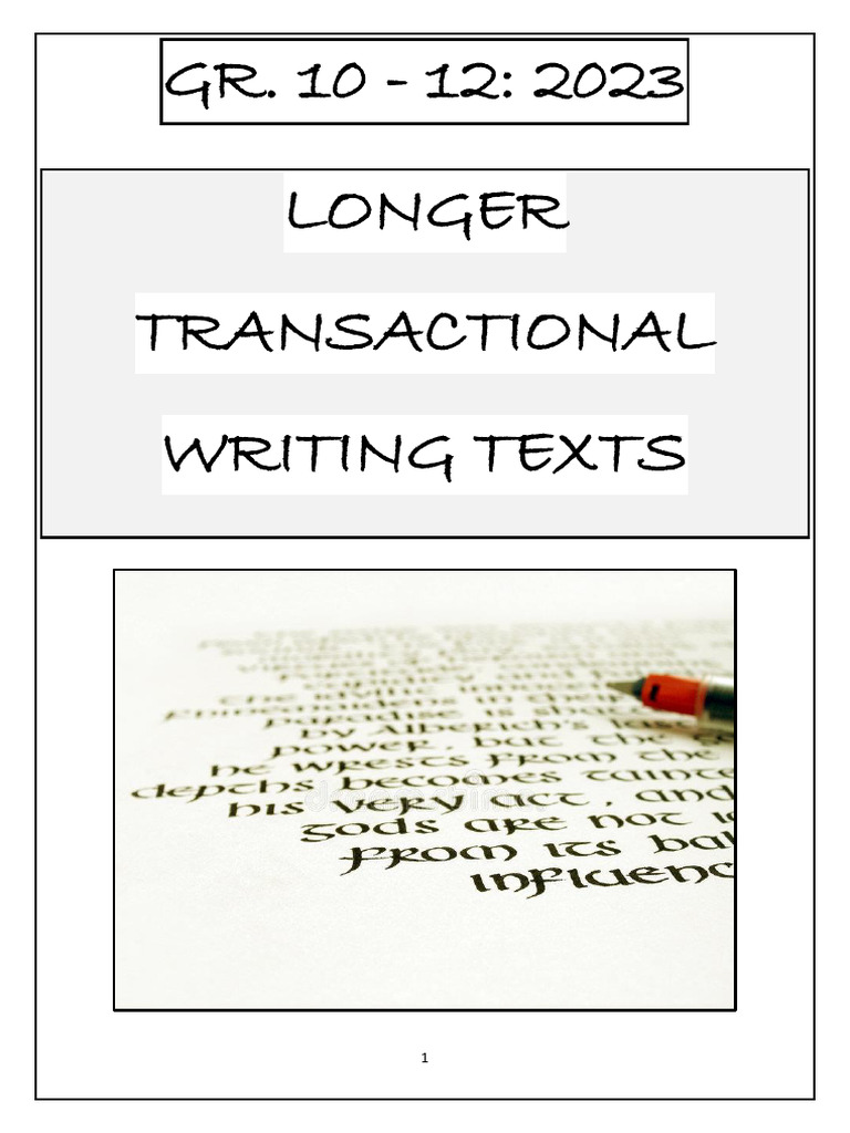 Notes Longer Transactional Texts 2 Pdf