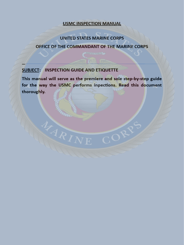 Usmc Inspection Manual Final Version | PDF | United States Marine Corps ...