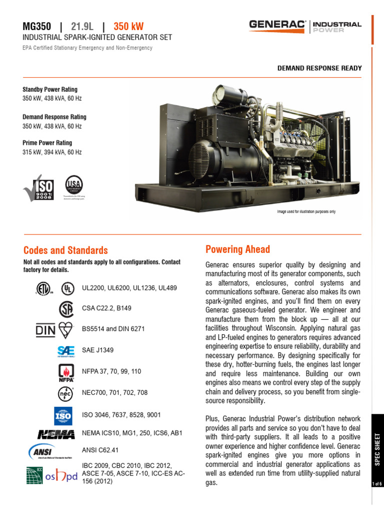 Industrial Spark-Ignited Generator Set: Demand Response Ready Standby ...