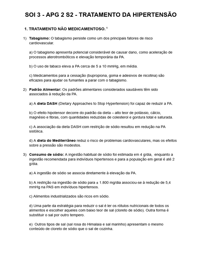 SOI 3 - APG 2 S2 - Tratamento Da Hipertensão | PDF | Hipertensão | Lacticínios