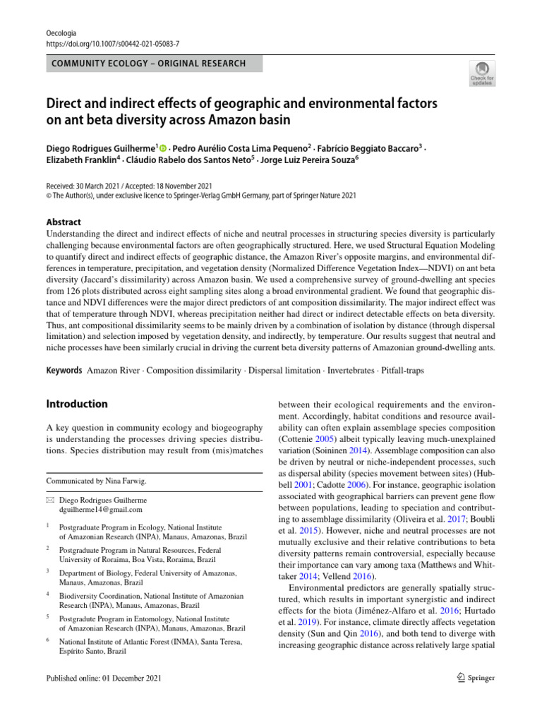 Direct and Indirect Effects of Geographic and Environmental Factors On ...