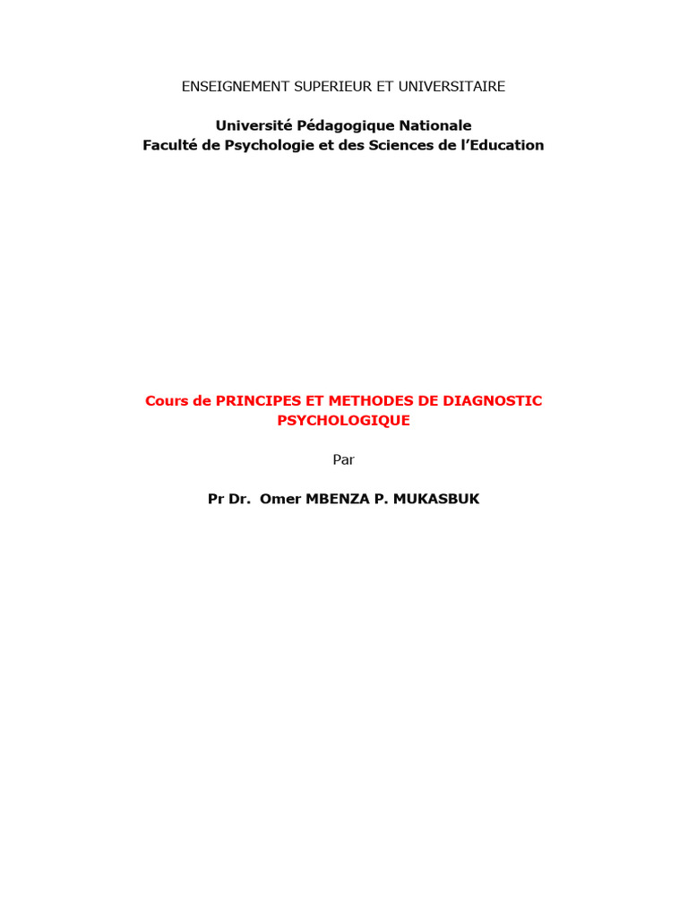 Cours Prof Omer Diagnostic2 | PDF