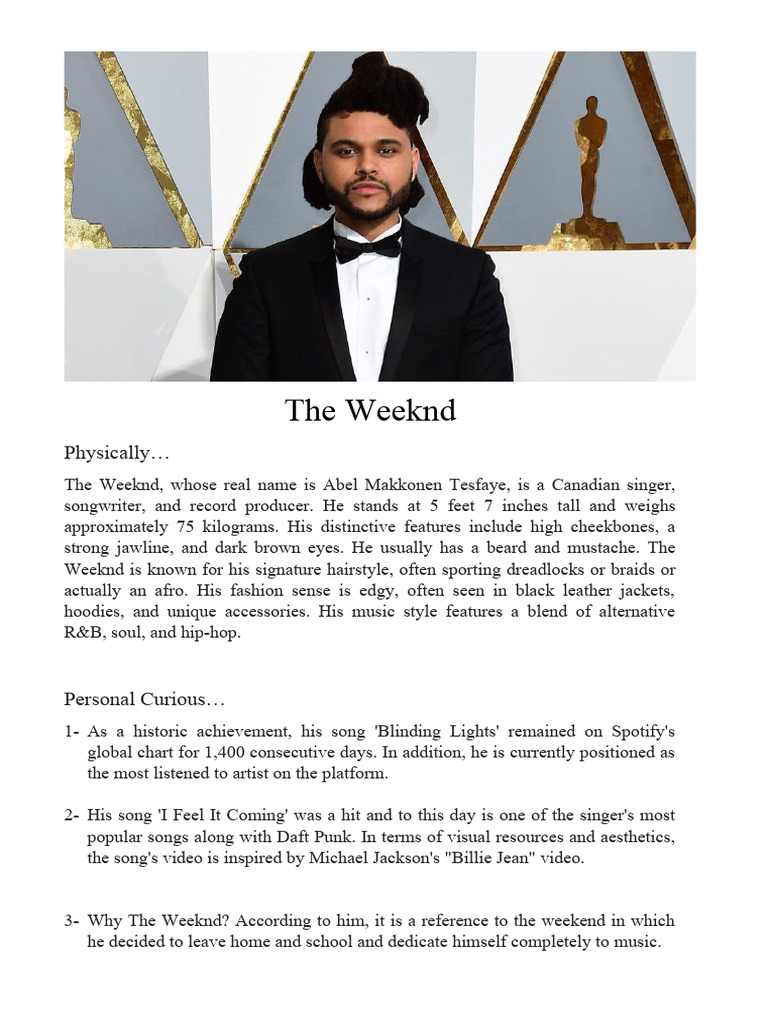 The Weeknd Description | PDF