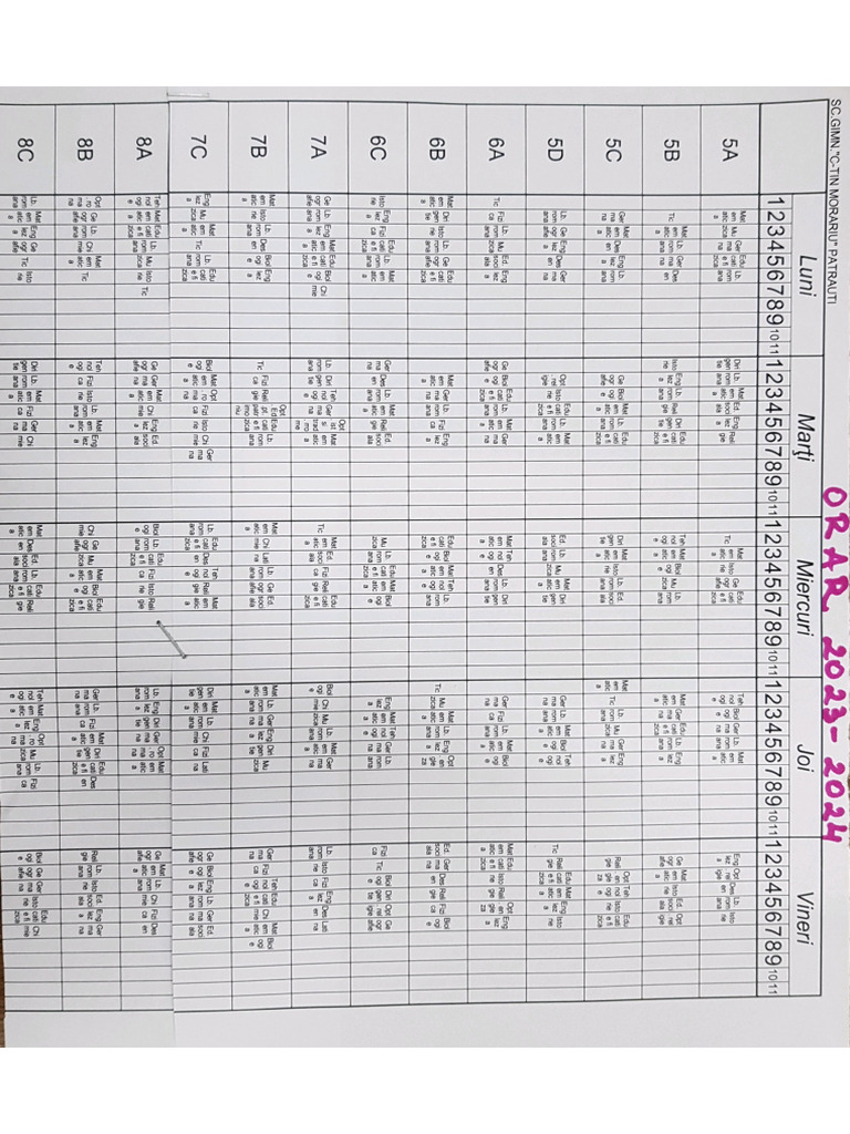 ORAR 2023 2024 Martie | PDF