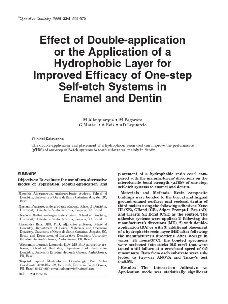 Effect of Double-Application or The Application of A Hydrophobic Layer ...