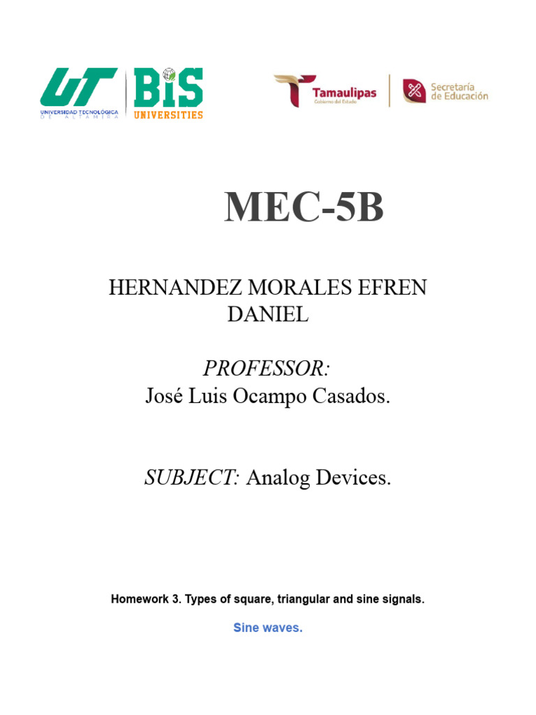 Types of square, triangular and sine signals | PDF | Phase (Waves ...