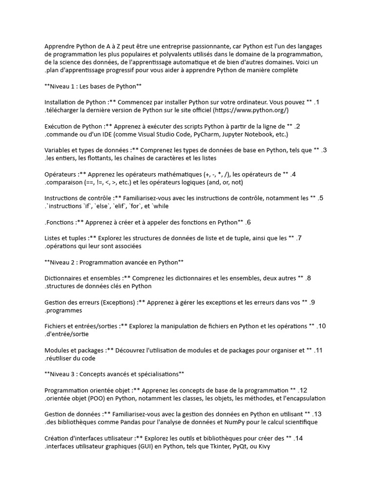 Apprendre Python de A À Z Peut Être Une Entreprise Passionnante | PDF | Python (Langage de ...