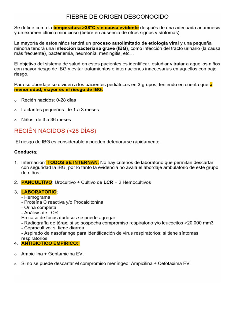 22 Fiebre De Origen Desconocido Pdf Meningitis Infección Del