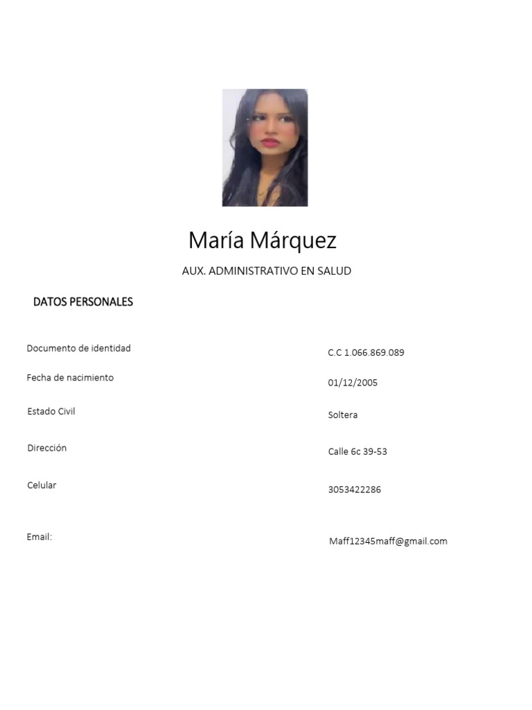 Hoja de Vida Mafe | PDF | Colombia