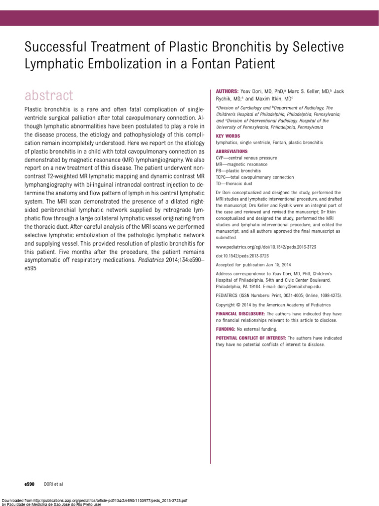Successful Treatment of Plastic Bronchitis by Select - Artigo Bom Que ...