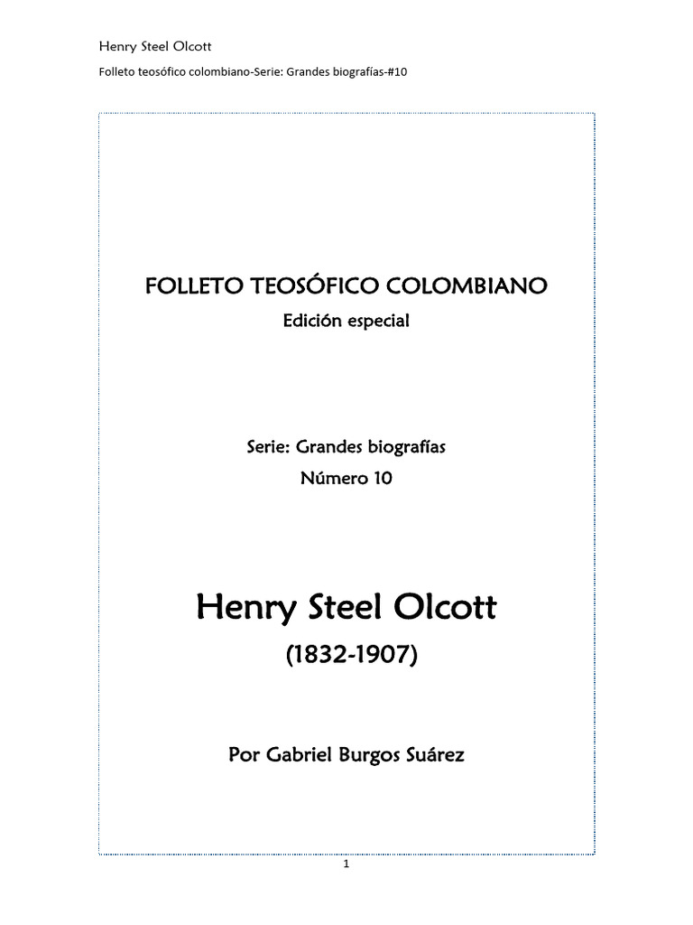 Henry Steel Olcott: Pionero Teosófico | PDF | Helena Blavatsky