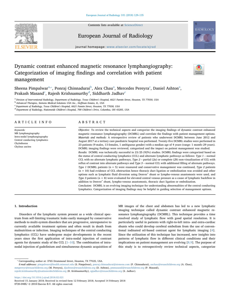 Dynamic contrast enhanced magnetic resonance lymphangiography_Categorization of imaging findings ...