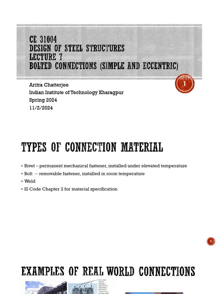 Lecture 7 Bolted Connections 240226 | PDF | Joining | Mechanical ...