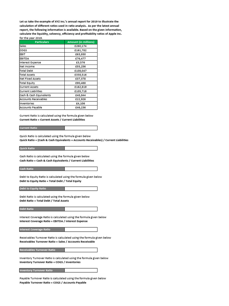 Ratio Analysis Formula Excel Template Without Formulas | PDF | Revenue ... Ratio Analysis Formula Excel Template Without Formulas | PDF | Revenue ...