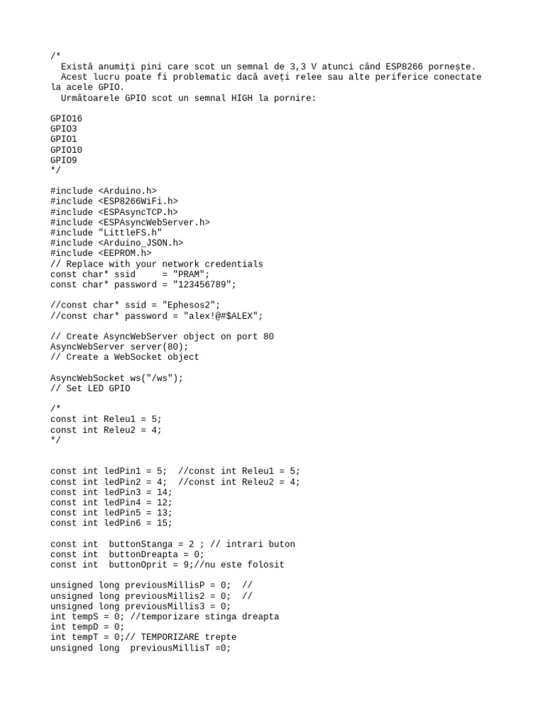 ESP8266 Masina3PWM - Ino | PDF | Web Server | Internet & Web