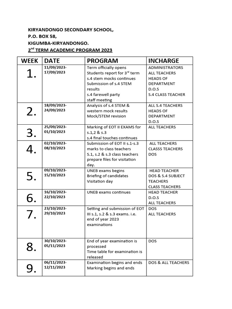 3rd Term 2023 Program-1 | PDF