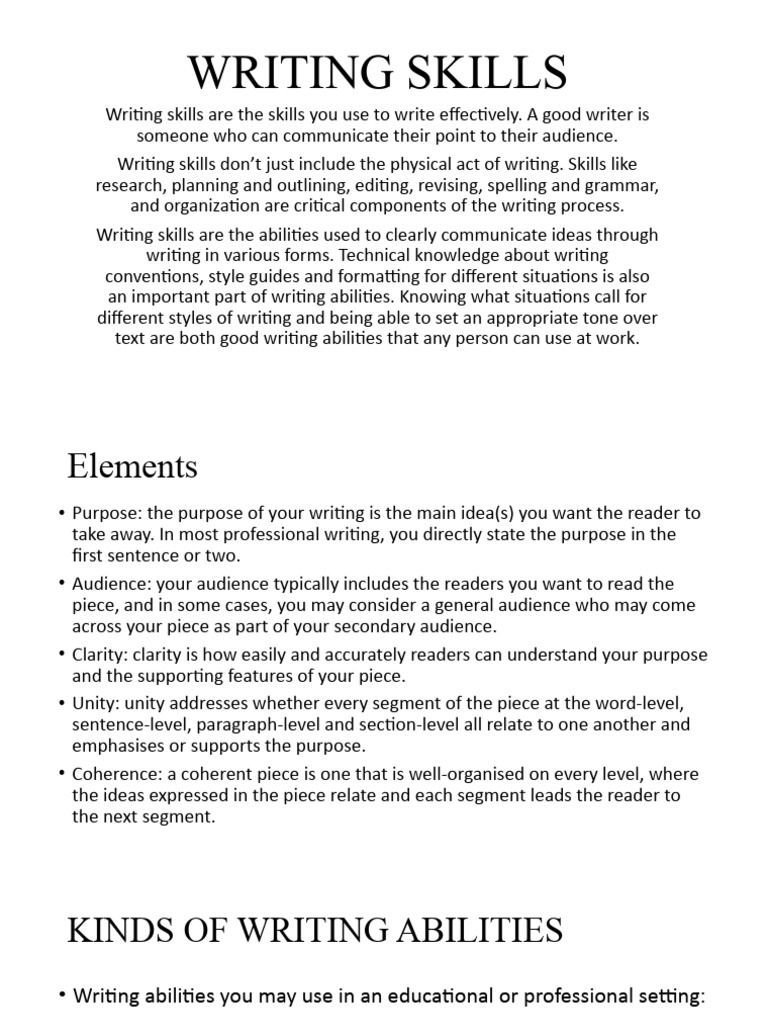 Writing Skills | PDF