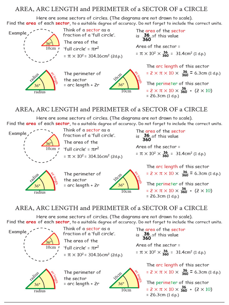 Area and Perimeter of Circle Sectors | PDF | Teaching Methods & Materials