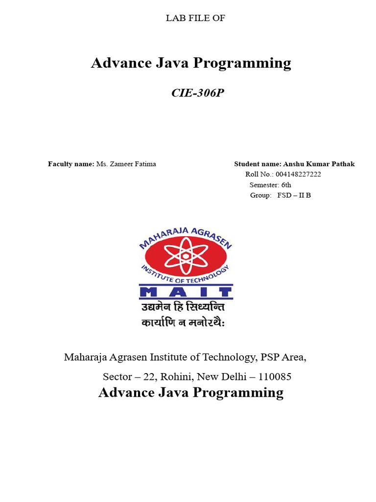 Advance - Java - File - 1-5 - (1) (1) Anshu | PDF | Constructor (Object ...