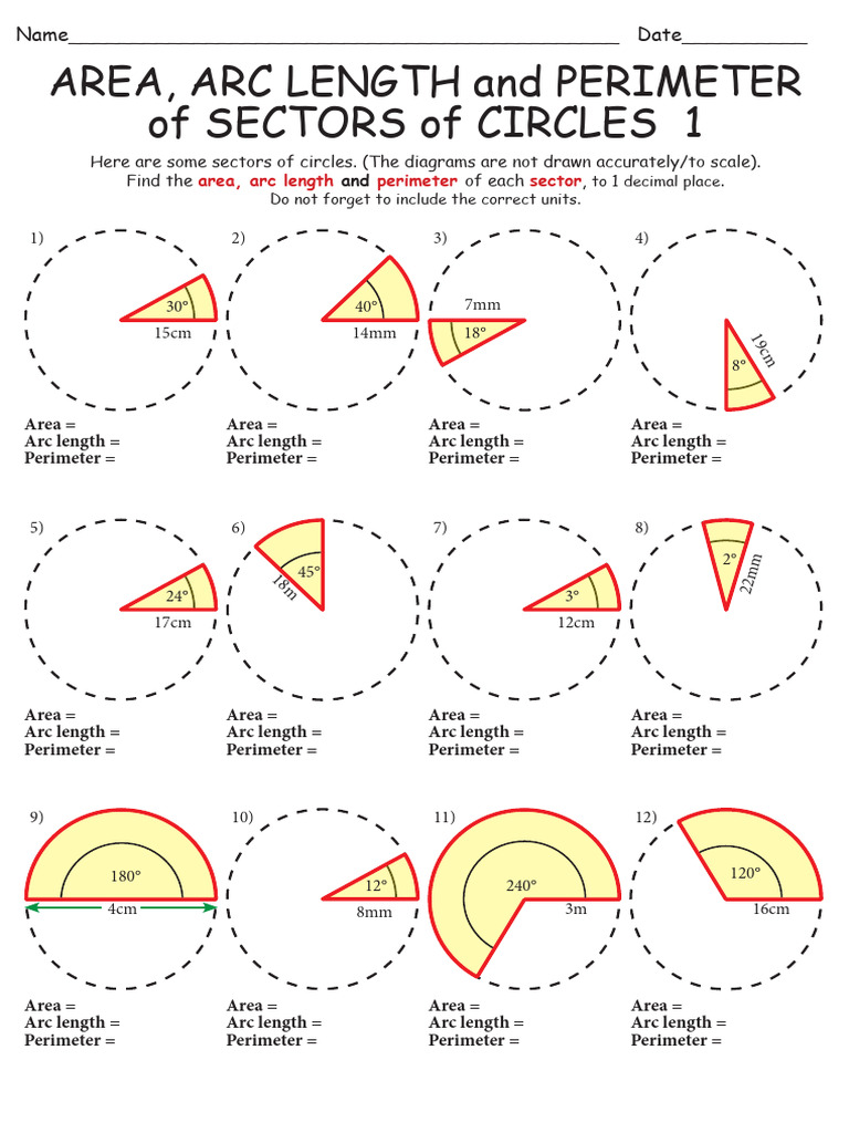 Area and Perimeter of Sectors QUESTIONS (v2) | PDF | Area | Euclidean ...
