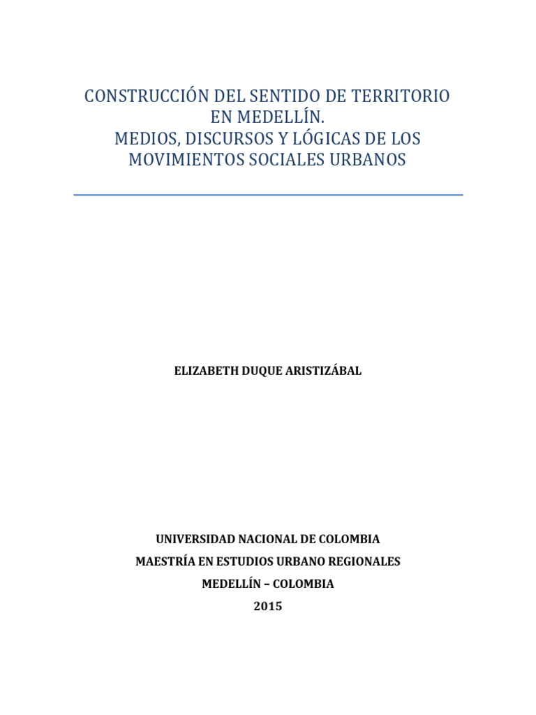 Duque Elizabeth Territorio Medellin Mov Sociales | PDF | Semiótica | Verdad