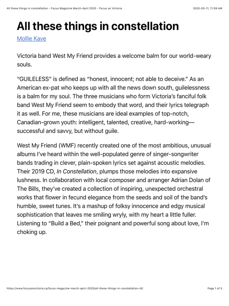 All These Things in Constellation - Focus Magazine March-April 2020 ...