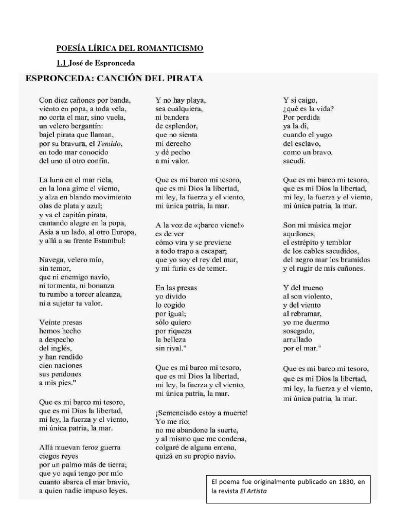 Poesía Lírica Del Romanticismo | PDF