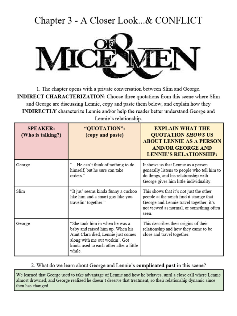 Chapter 3 - A Closer Look... & Conflict (Of Mice and Men) | PDF