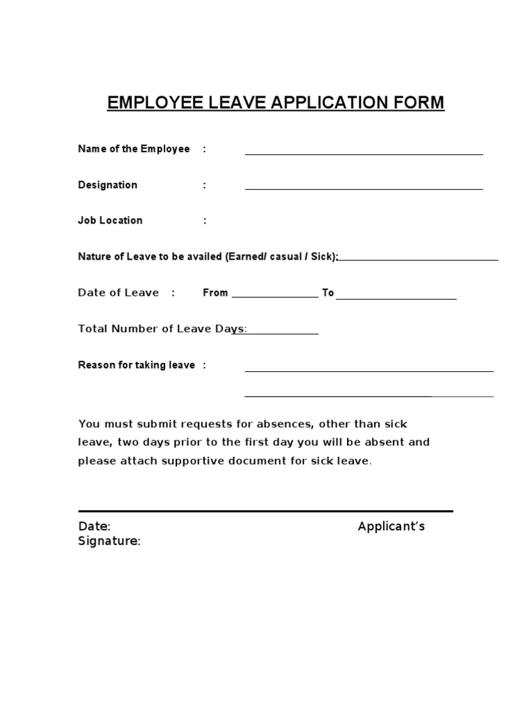 Employee Leave Application Form | PDF | Government | Social Institutions