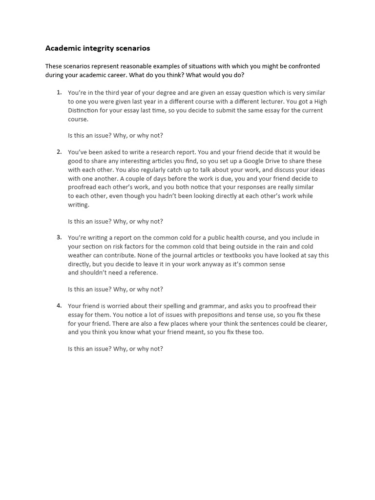 Academic Integrity Dilemmas | PDF | Career & Growth | Language Arts ...