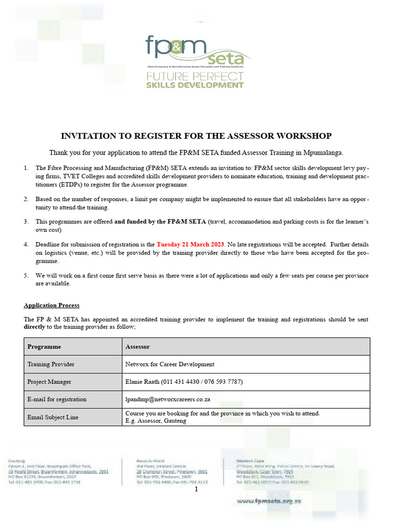Invitation Assessor Mpumalanga1 | PDF | Learning | Behavior Modification