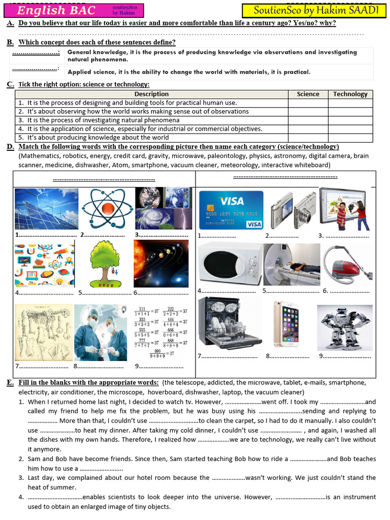 Science and Technology Intro Vocab Worksheet Lesson | PDF | Science ...