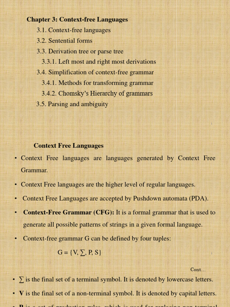 Chapter 3 - Context Free Languages | PDF | Parsing | Linguistics