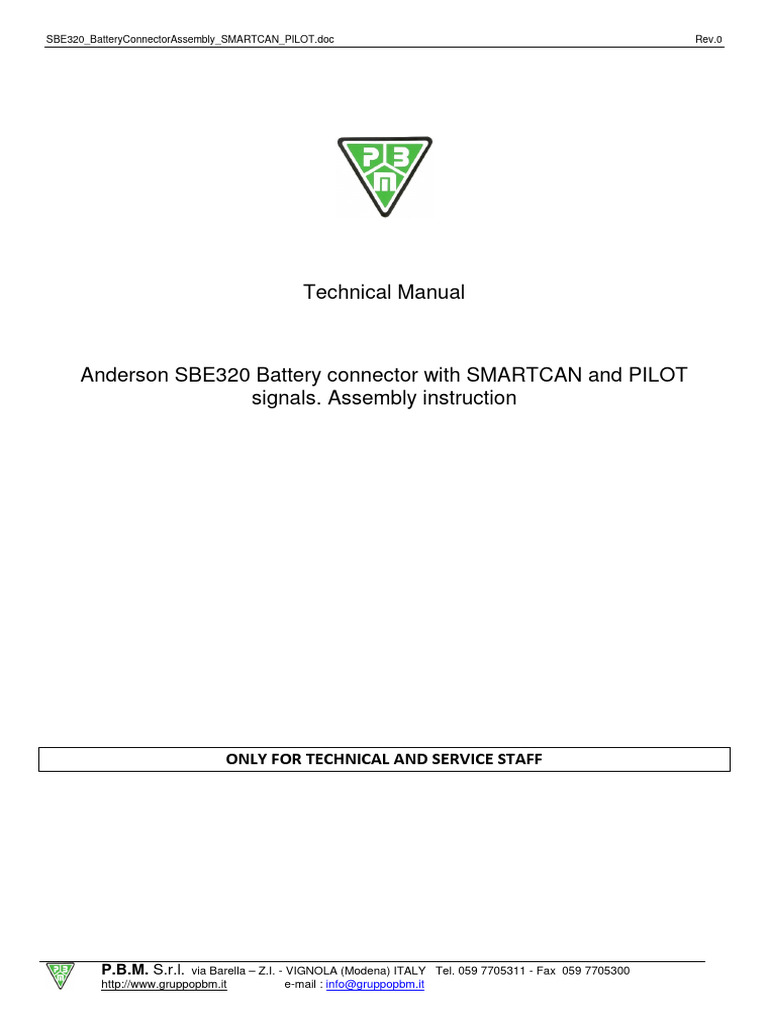 SBE320 BatteryConnectorAssembly SMARTCAN PILOT | PDF | Electrical ...