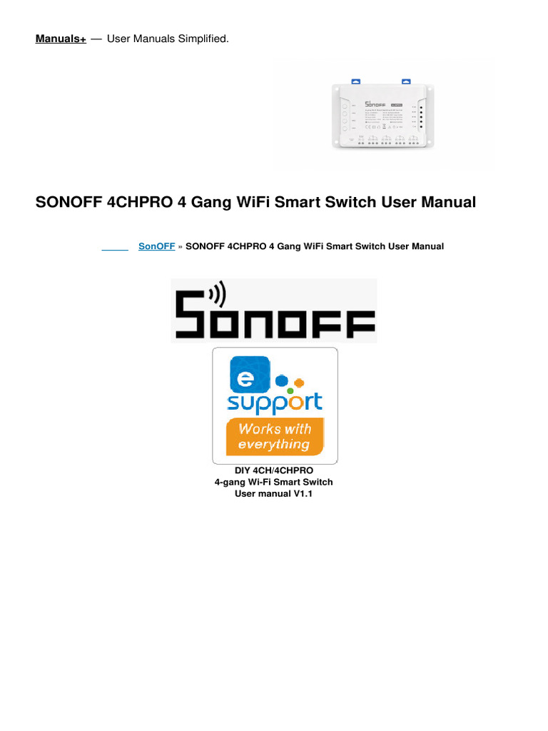 SONOFF 4CHPROv1.1 Manual | PDF | Wi Fi | Electromagnetic Interference