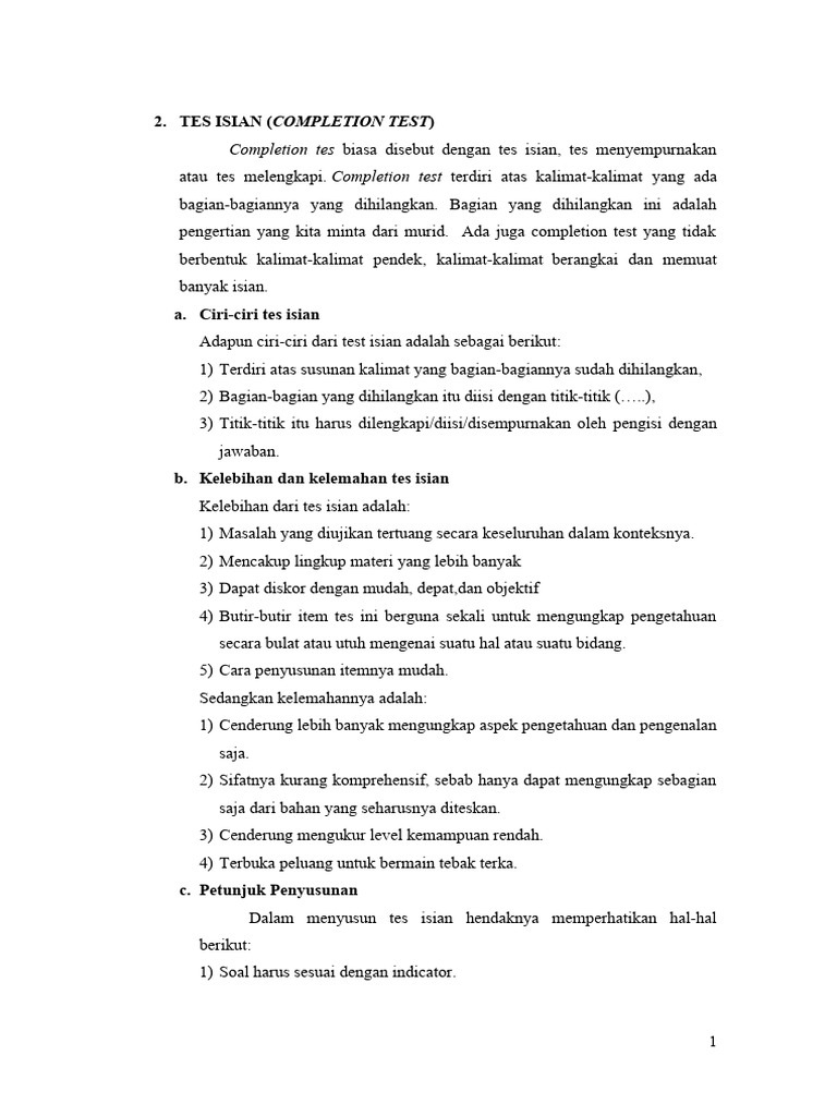 Panduan Tes Isian Singkat | PDF