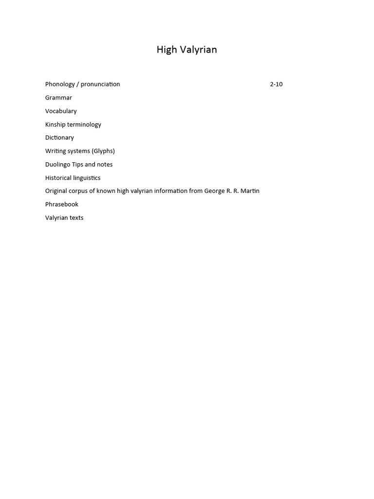 High Valyrian | PDF | Grammatical Number | Syllable